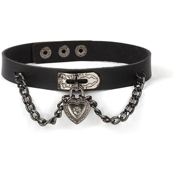 Accessories | Shegirl Gothic Choker Necklace Leather Heart Choker ...